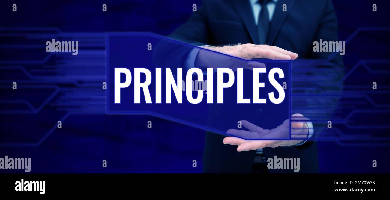 Text showing inspiration Principles. Business showcase fundamental ...