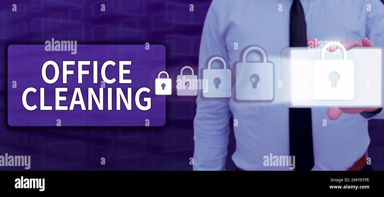 Sign displaying Office Cleaning. Business idea the action or process of ...