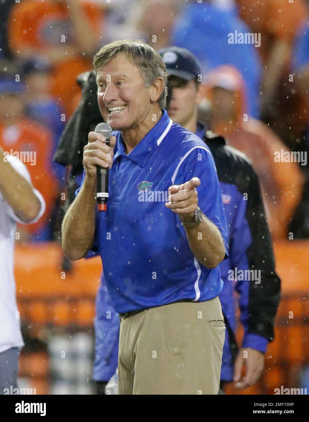 Former Florida player and head coach Steve Spurrier makes remarks after ...