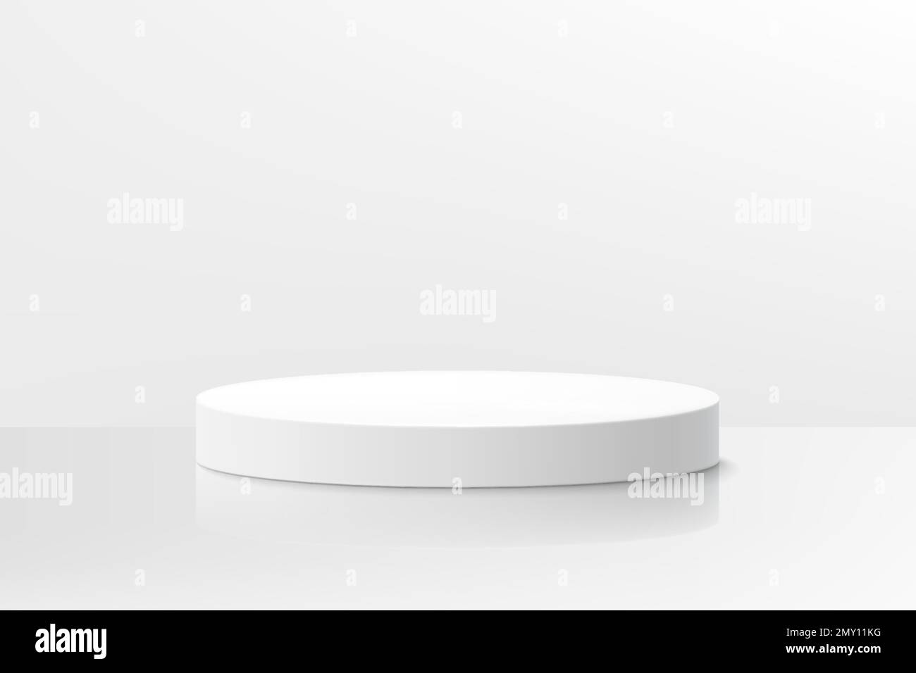 White blank round pedestal or podium on white background. Abstract high ...