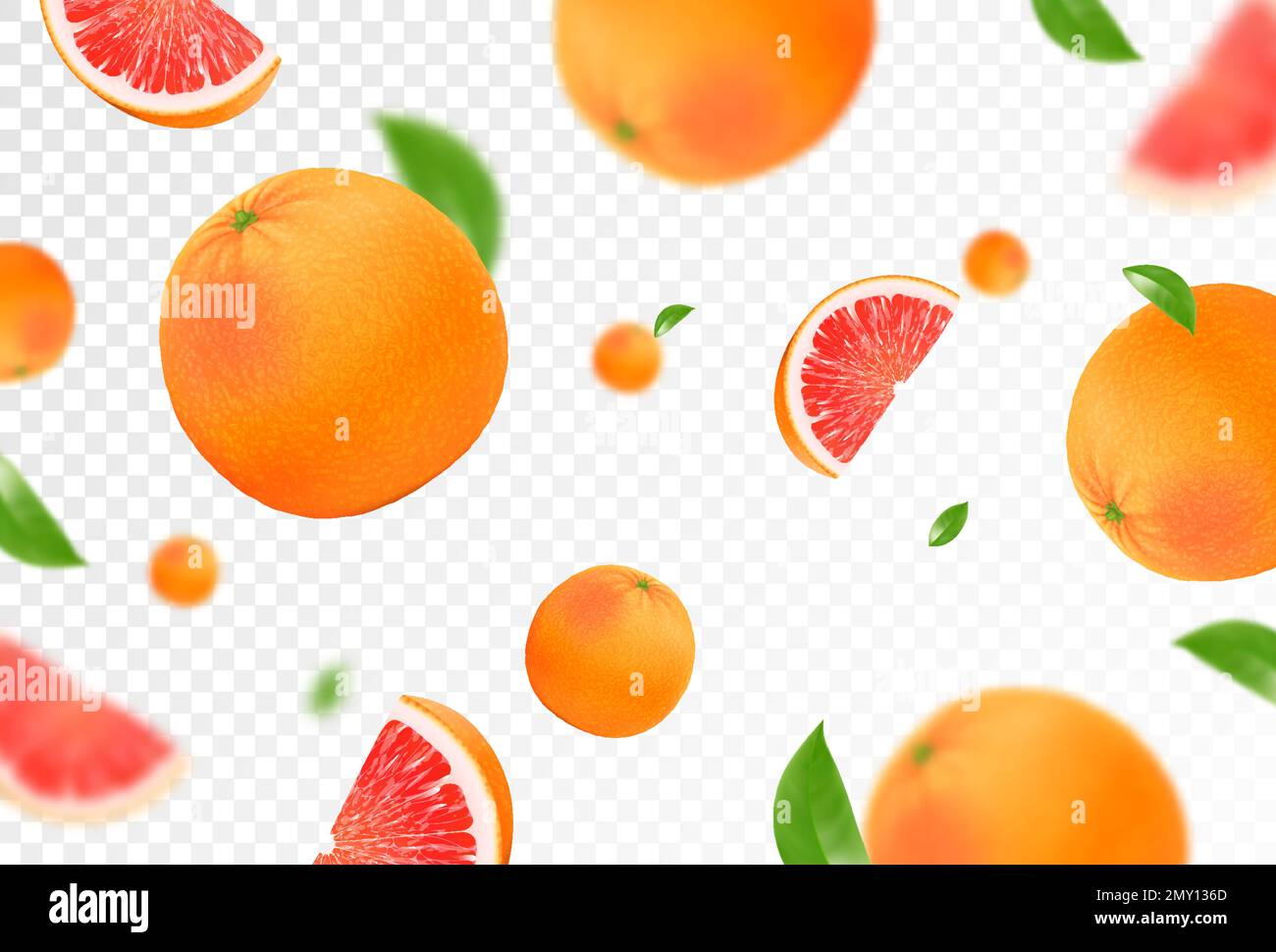 Grapefruit background. Flying grapefruit with green leaf on transparent ...