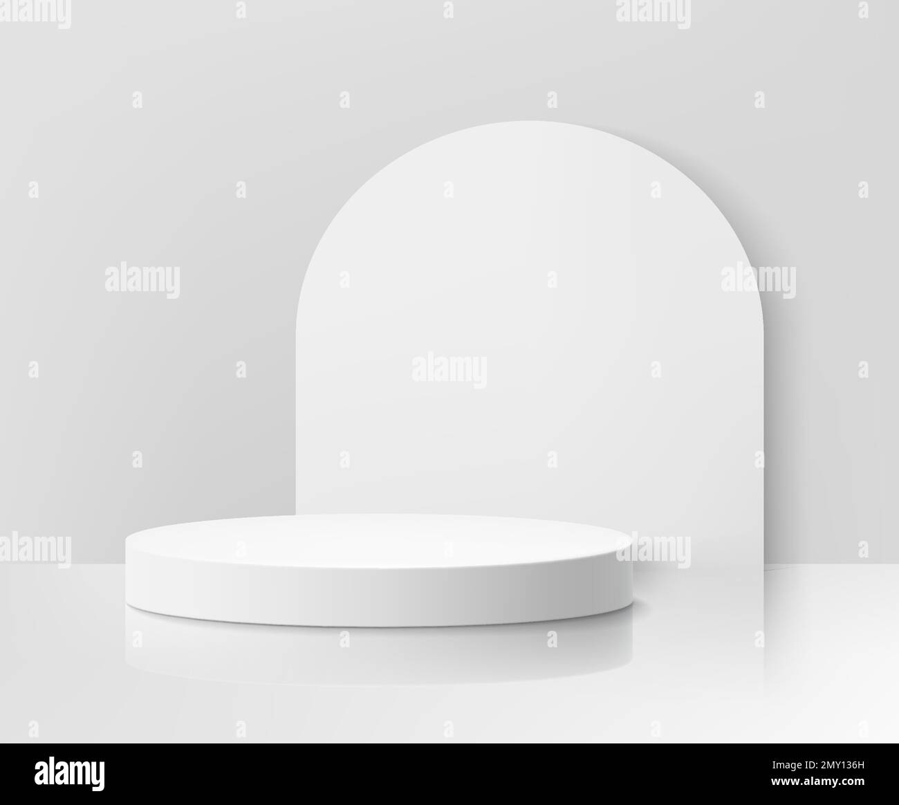 White blank round pedestal or podium on white background. Abstract high ...