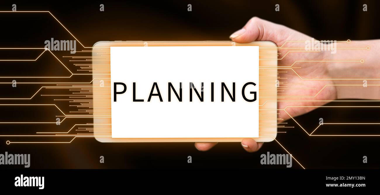 Conceptual display Planning. Business idea process of thinking about ...