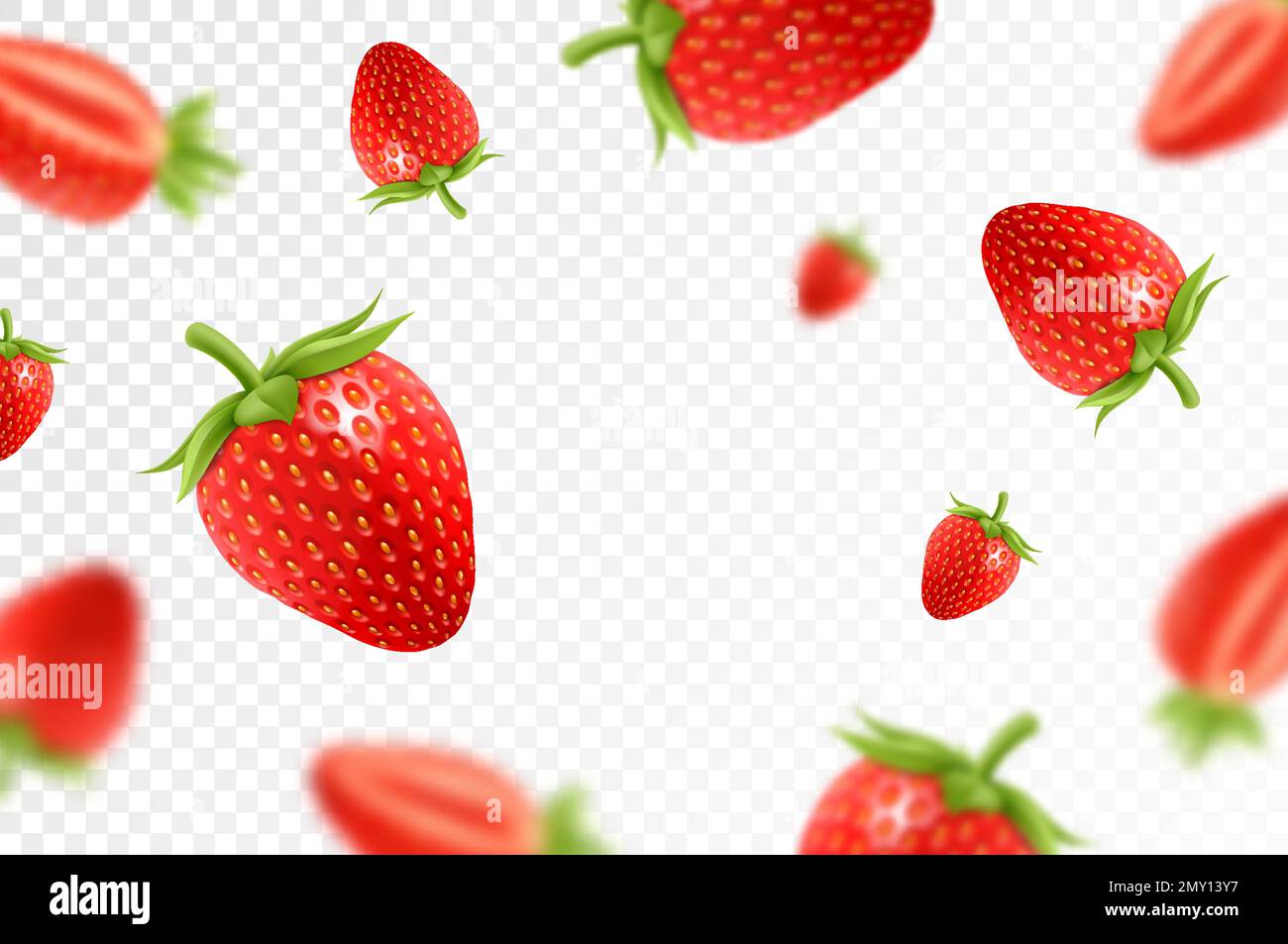 Strawberry background. Flying red strawberry on transparent background ...
