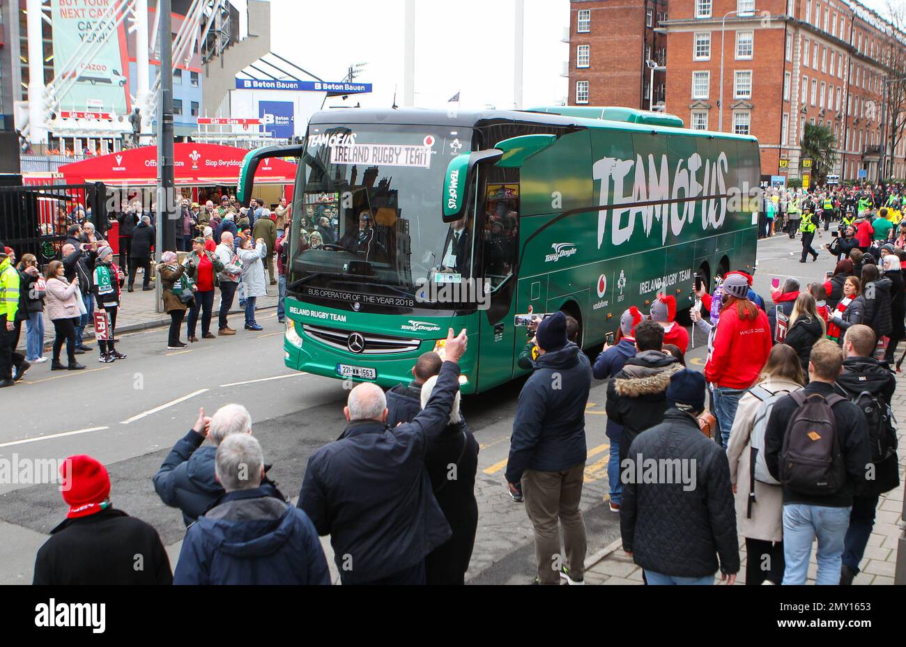 Cardiff rugby ireland bus hi-res stock photography and images - Alamy