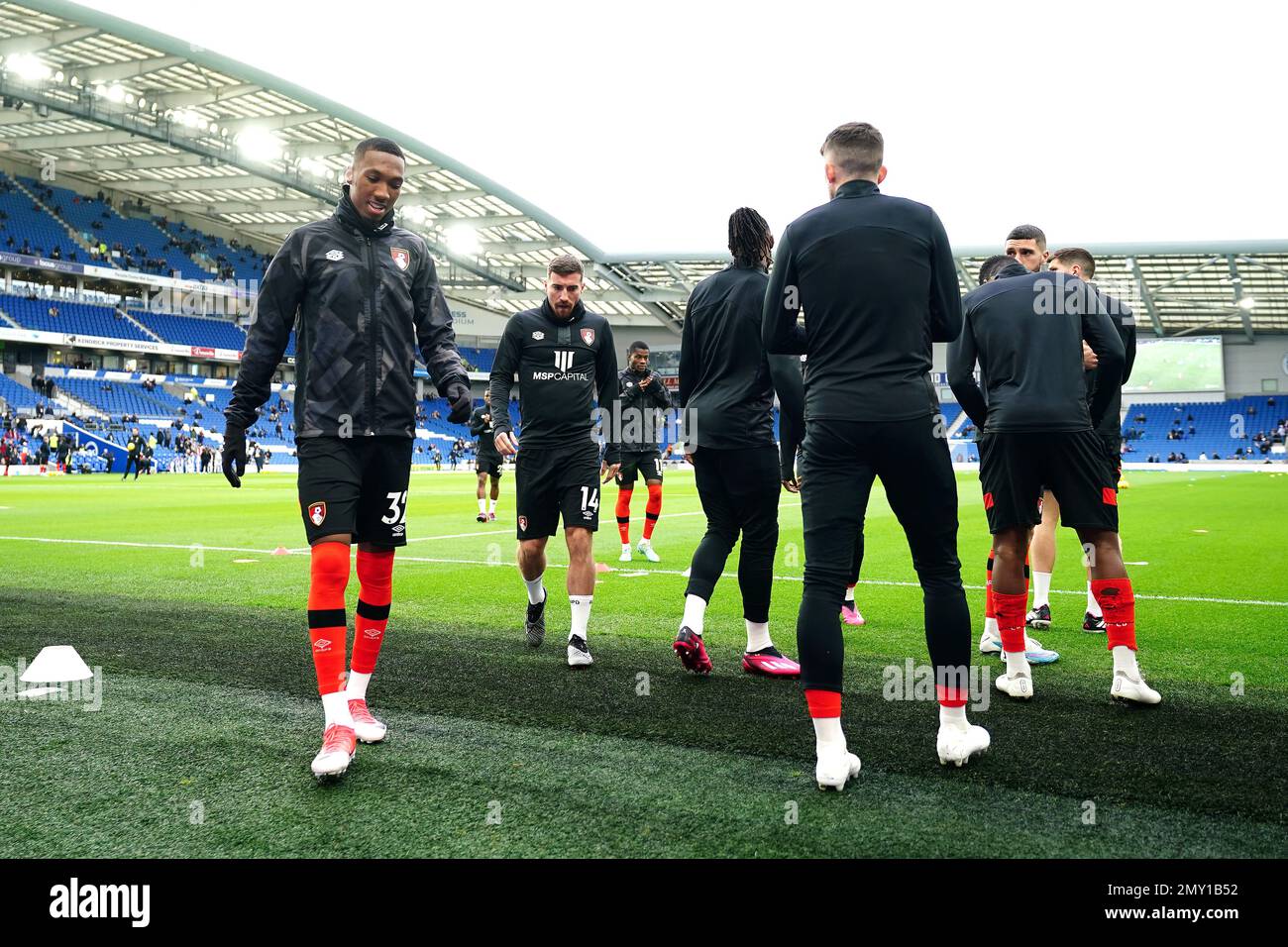 AFC Bournemouth players warm up before the Premier League match at the ...