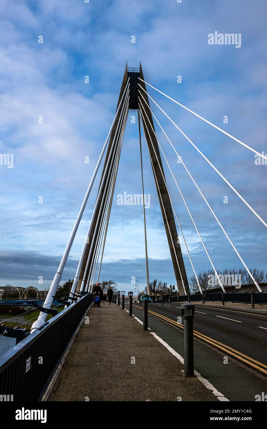 Marine Way Bridge opened in 2004 and spans the Marine Lake Stock Photo ...