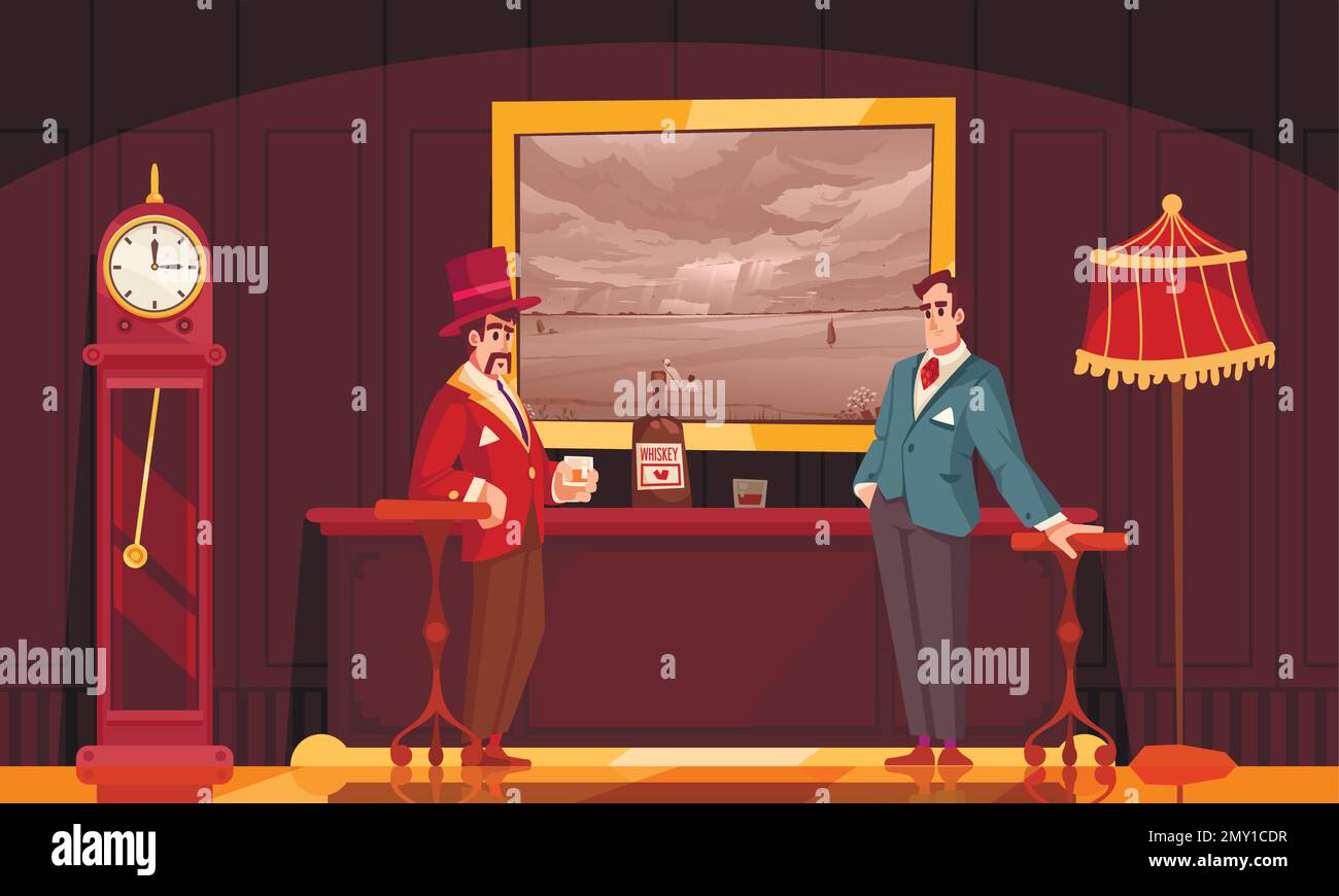 Gentlemen club cartoon poster with men in fancy clothes vector ...