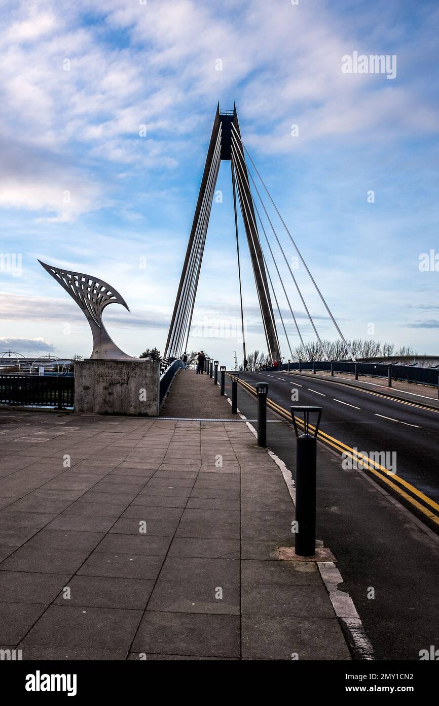 Marine Way Bridge opened in 2004 and spans the Marine Lake Stock Photo ...