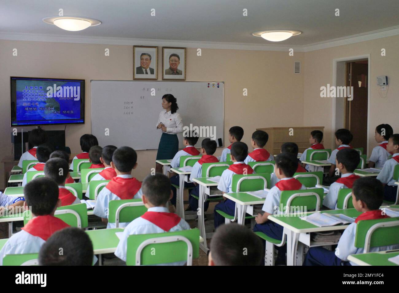 North Korean students sit in class at the Pyongyang Orphans' Secondary ...