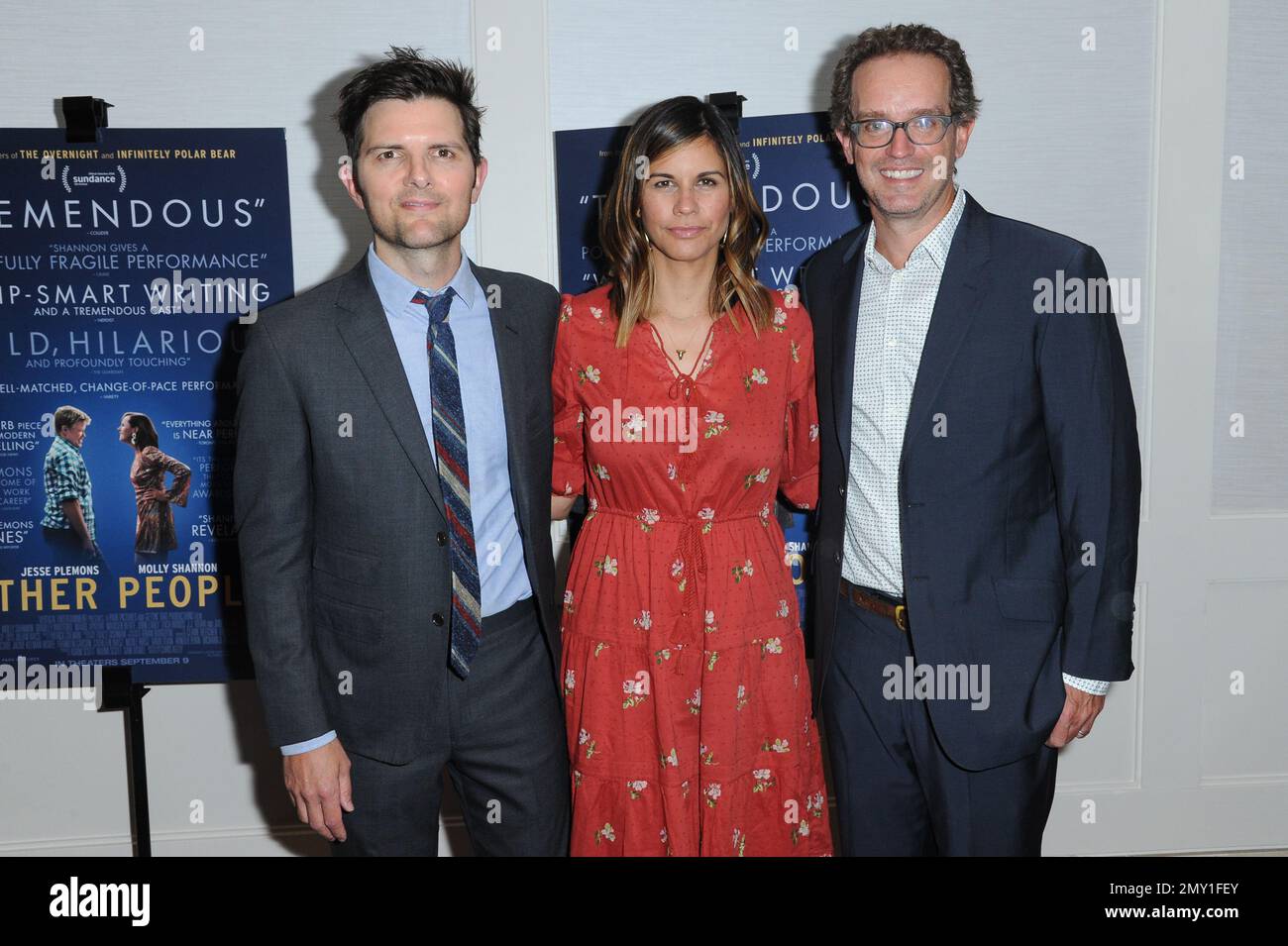 Adam Scott, from left, Naomi Scott, and Sam Bisbee attend the LA ...