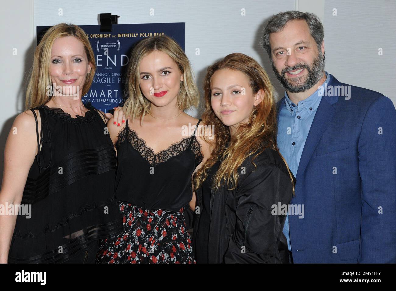 Leslie Mann, from left, Maude Apatow, Iris Apatow and Judd Apatow attends the LA premiere of ...