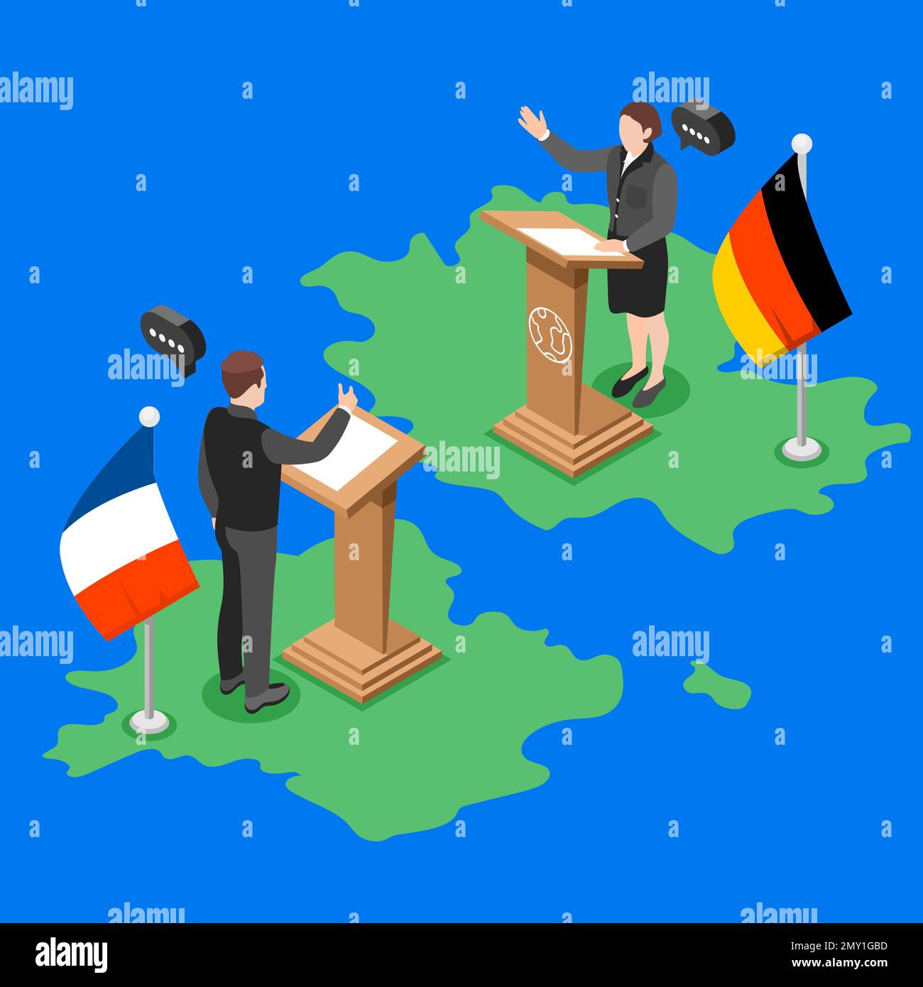 Diplomacy and diplomat isometric and colored concept the representative ...