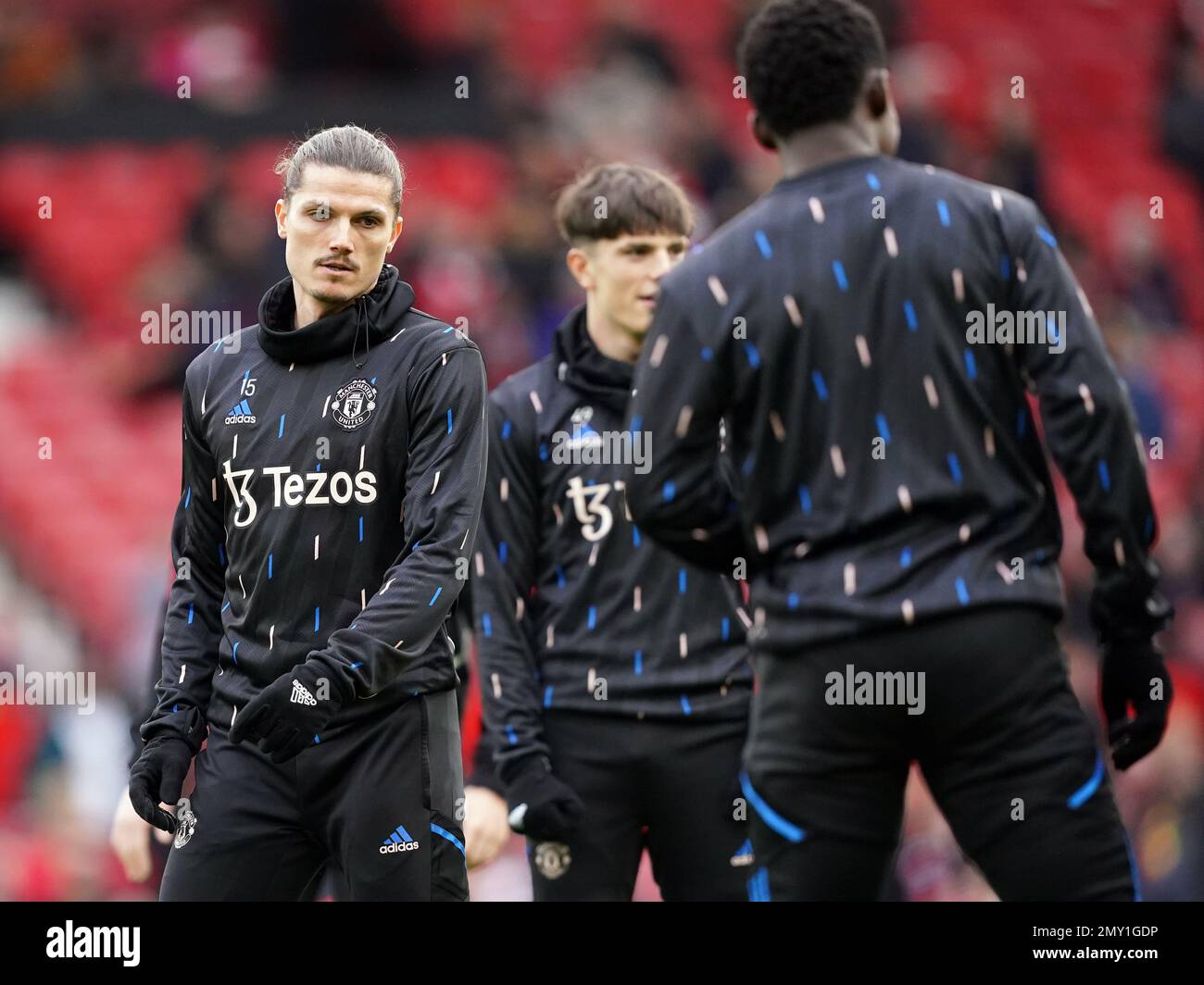 Manchester United's Marcel Sabitzer ahead of the Premier League match ...