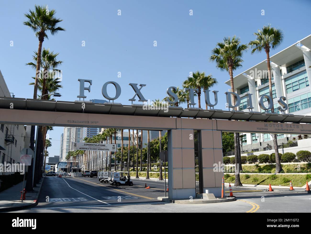 The entrance to the Fox Studios lot is pictured on Tuesday, Aug. 30 ...
