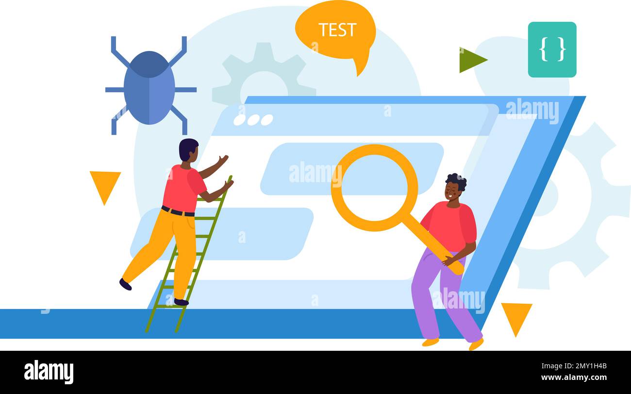 QA engineer flat concept with software developer symbols flat vector ... QA engineer flat concept with software developer symbols flat vector ...