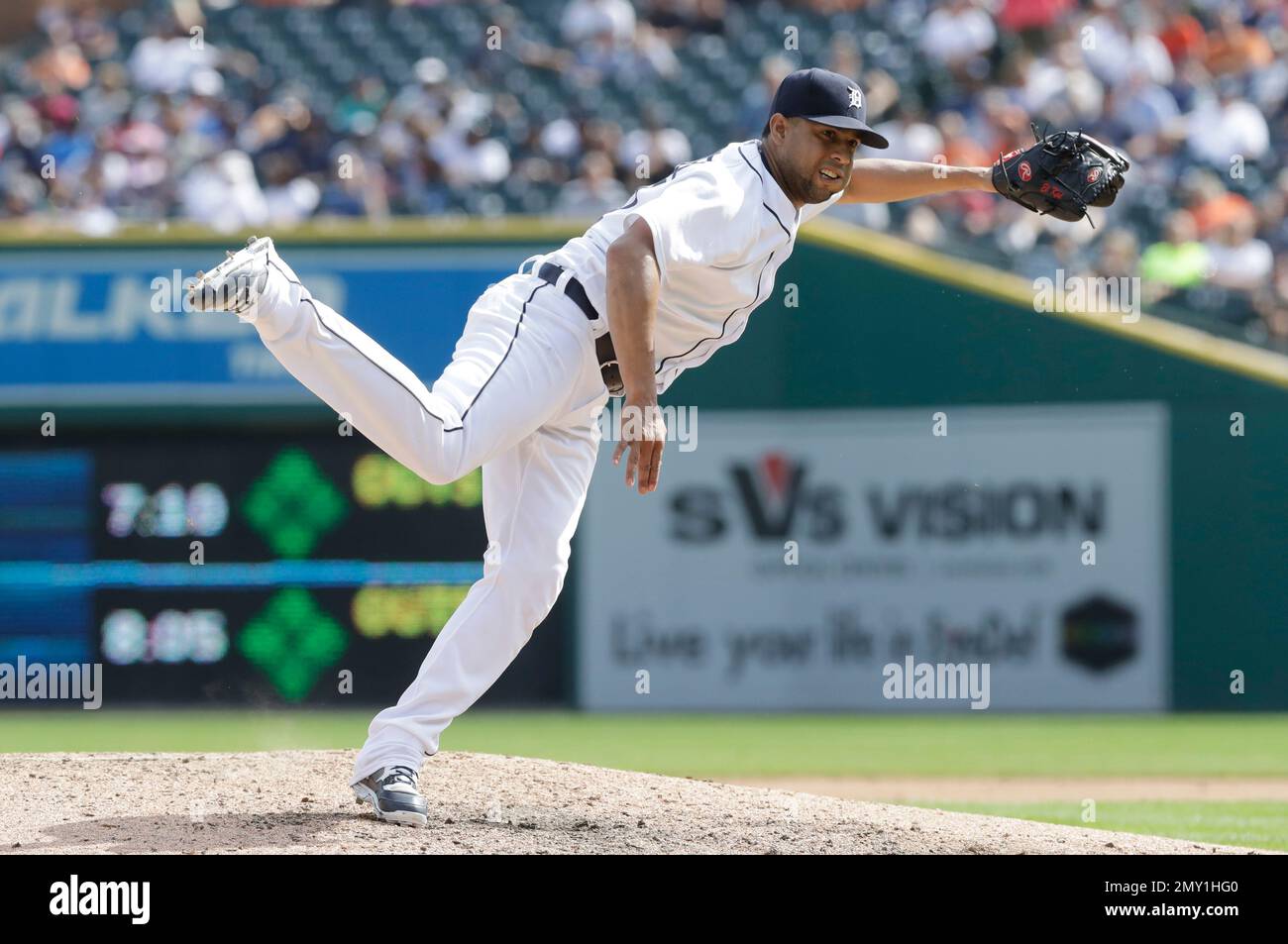 Detroit Tigers relief pitcher Francisco Rodriguez throws during the ...