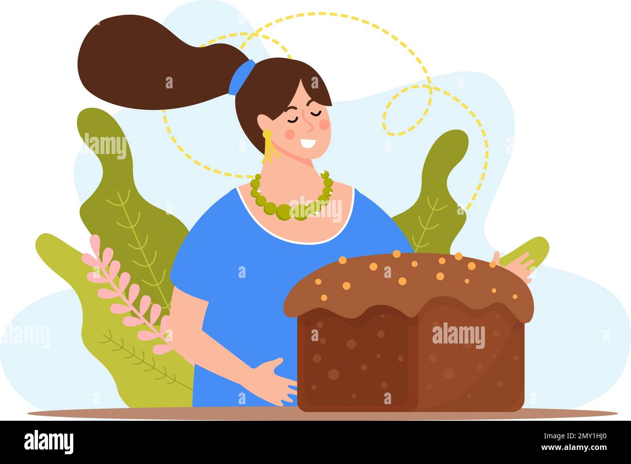 Baking bread concept with assortment symbols flat vector illustration ...