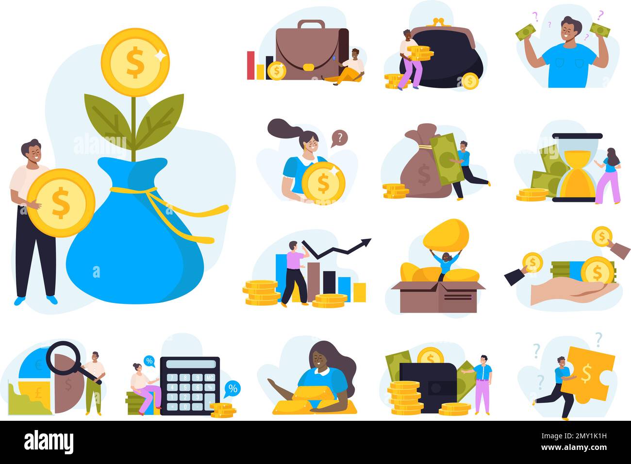 Financial diversification plan composition with income symbols flat vector illustration hi-res ...