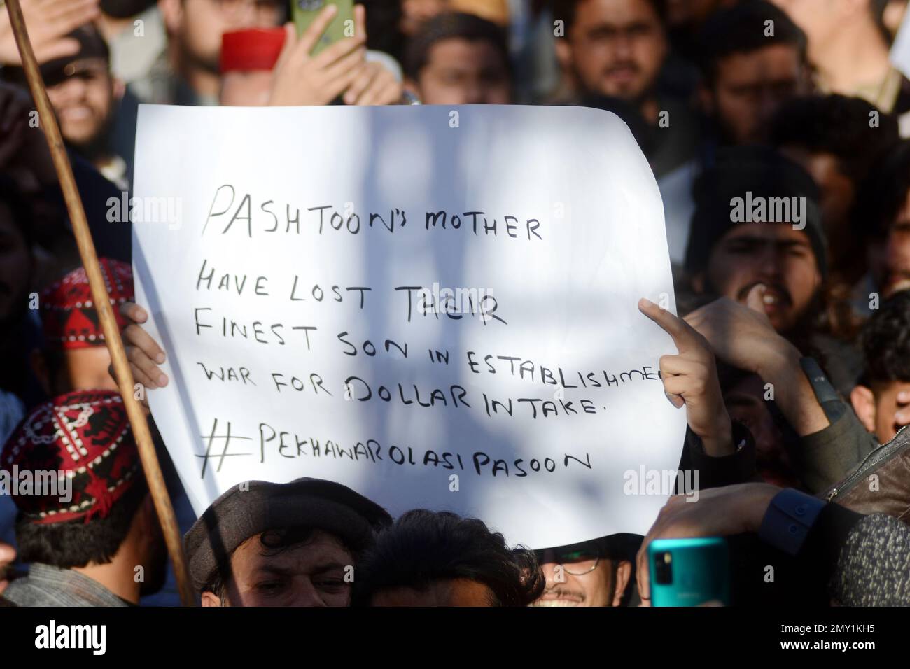 Supporters of the Awami National Party (ANP) and the Pashtun Tahafuz ...