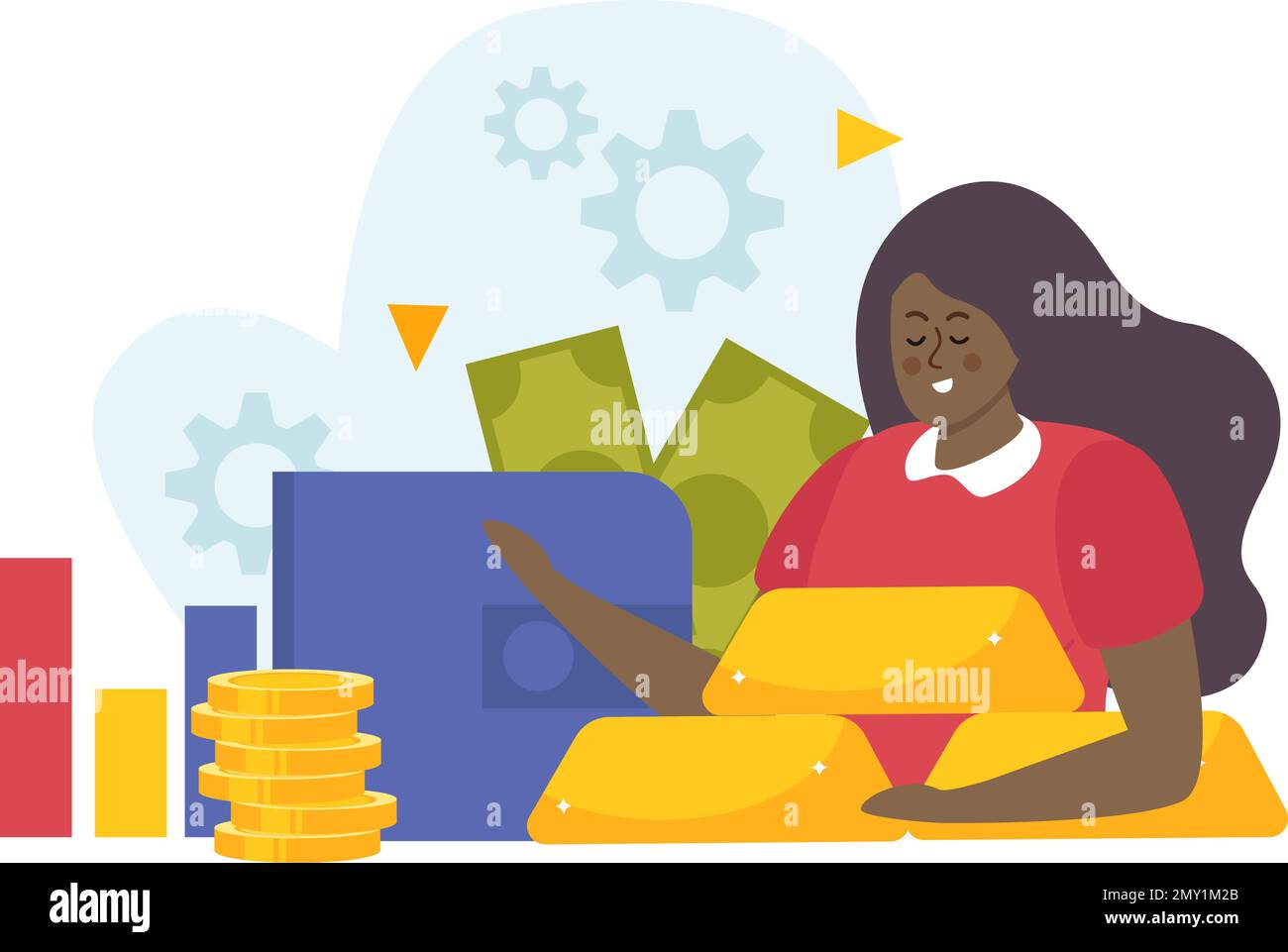 Financial diversification and growth concept with income symbols flat ...