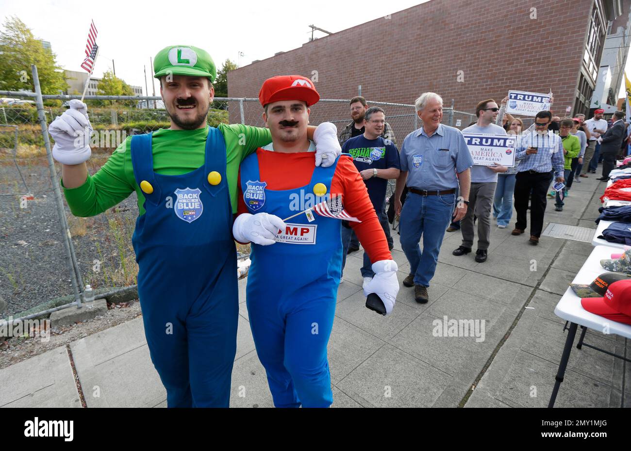 Supporters of Republican presidential candidate Donald Trump dressed as ...