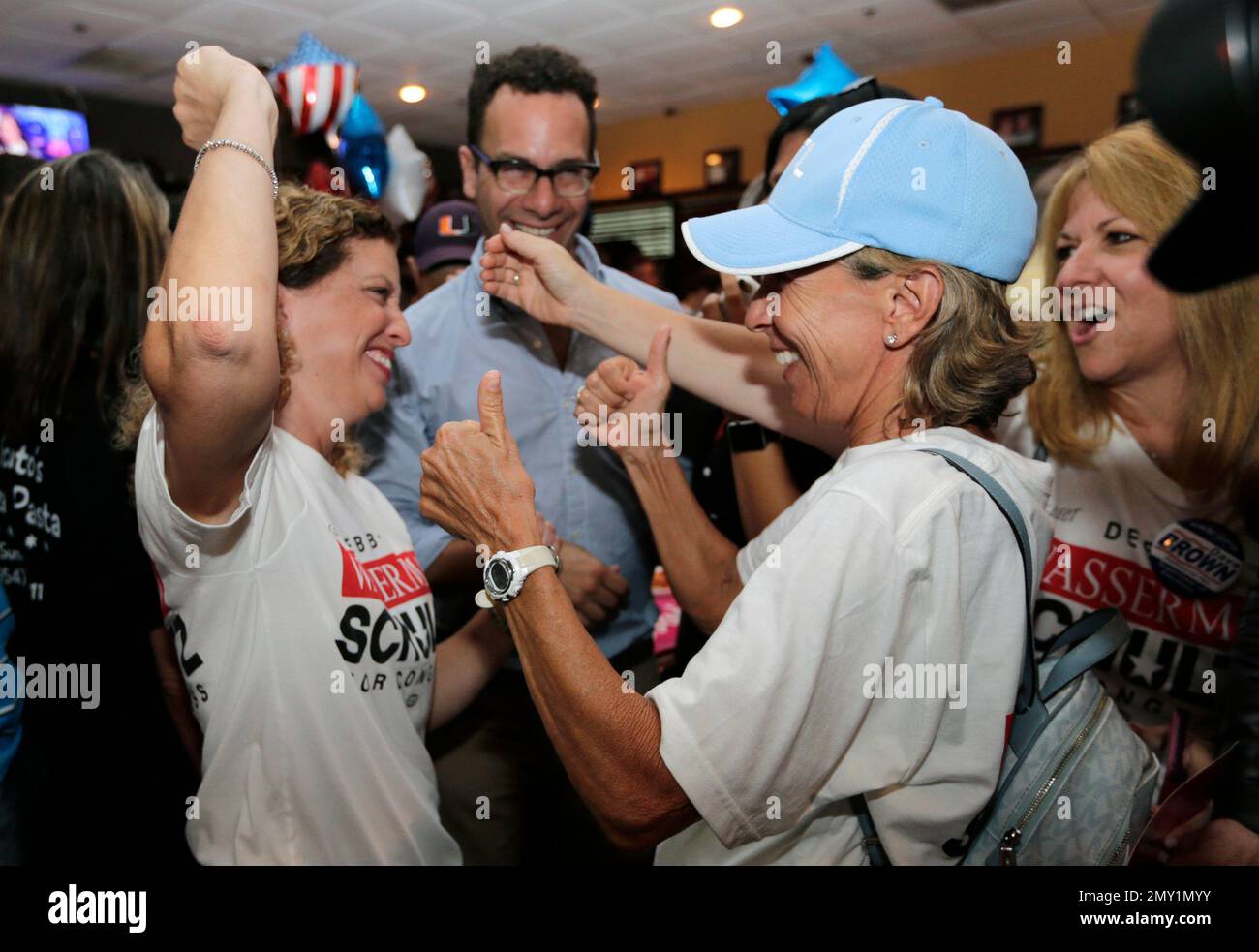 Rep. Debbie Wasserman Schultz, D-Fla., left, arrives for an event with ...