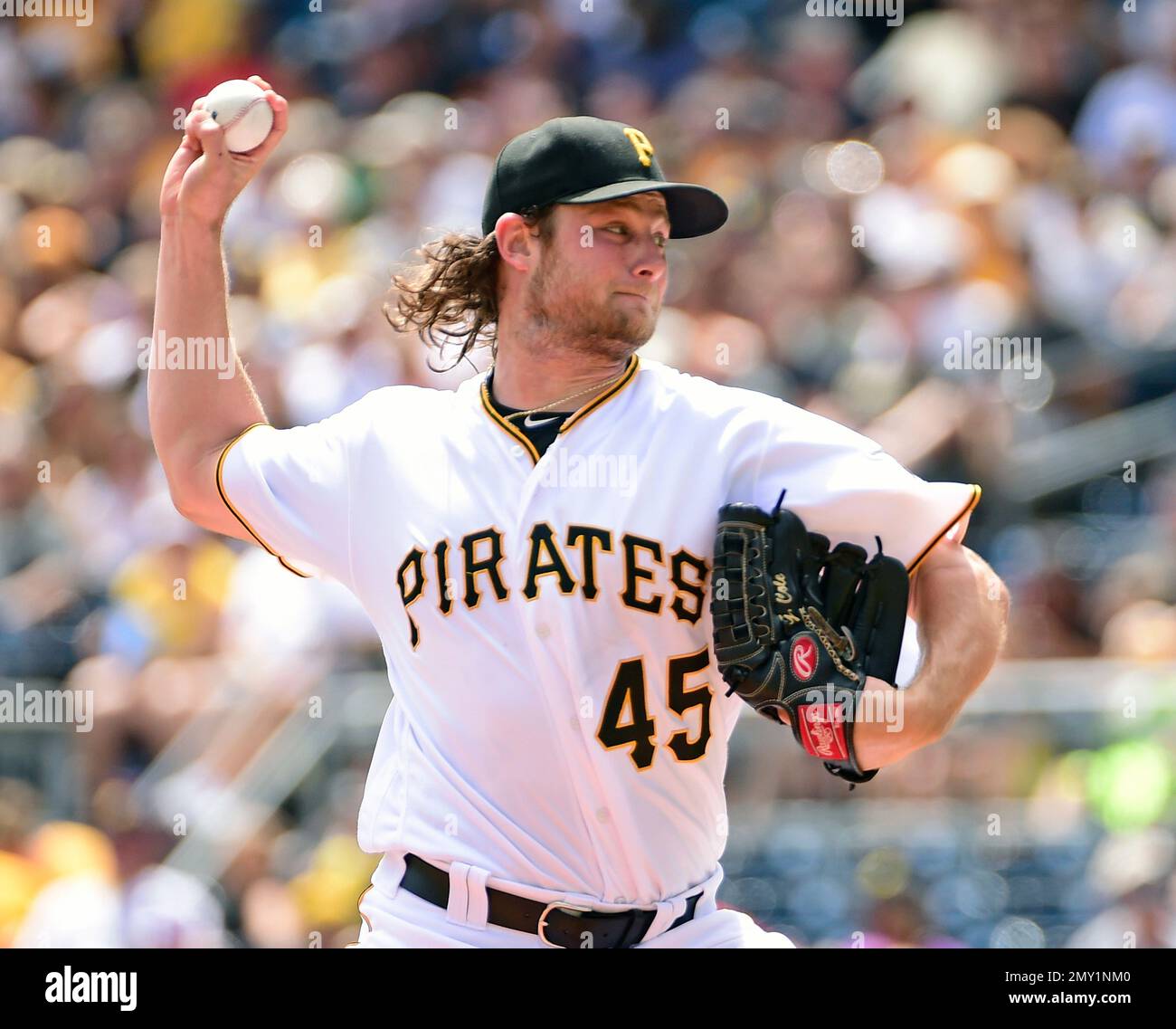 Pittsburgh Pirates' Gerrit Cole pitches during a baseball game against ...