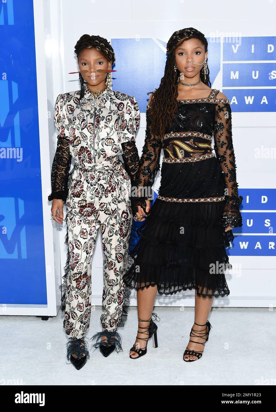Chloe, right, and Halle Bailey aka Chloe x Halle arrive at the MTV ...