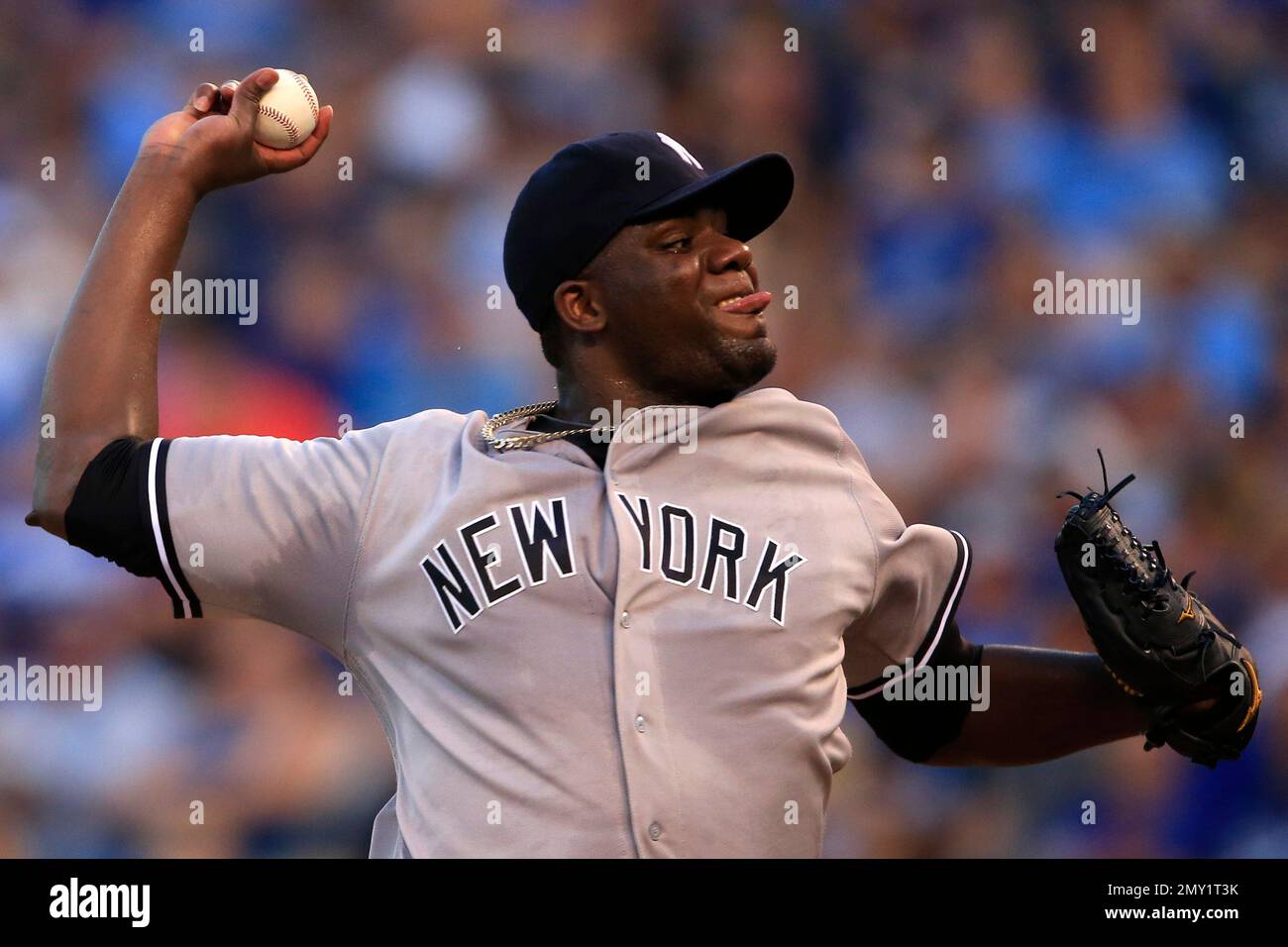 New York Yankees starting pitcher Michael Pineda delivers to a Kansas ...