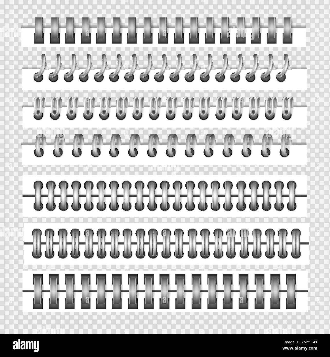 Realistic metal binders set with isolated top view images of metal ...