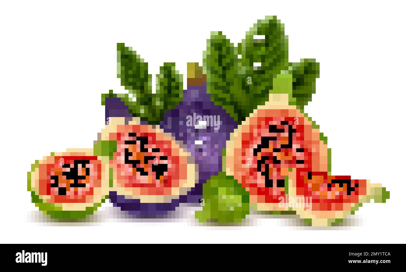 Figs realistic composition consisting of whole and cut fresh ripe ...