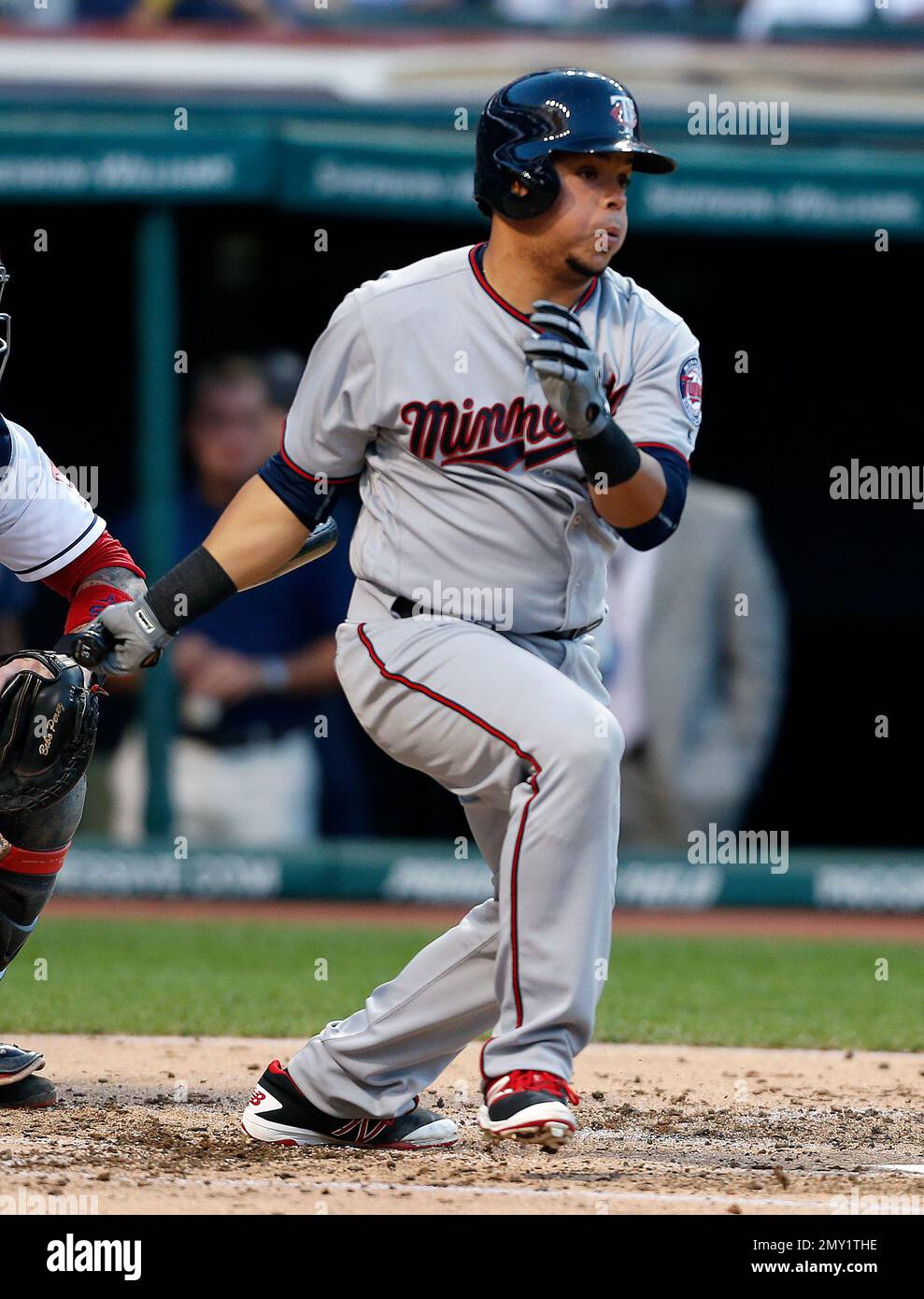 Minnesota Twins' Juan Centeno singles off Cleveland Indians starting ...