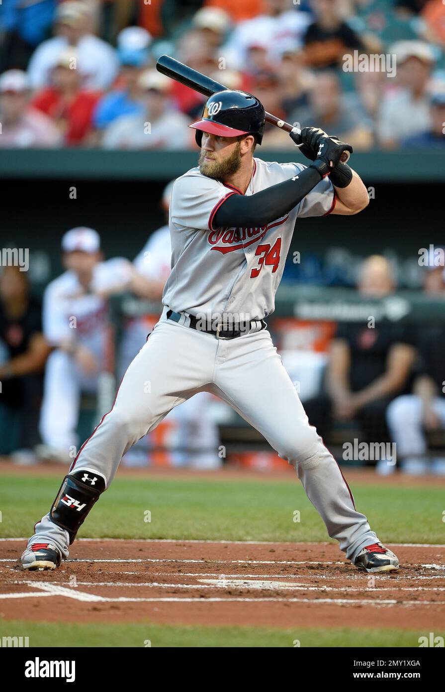 Washington Nationals' Bryce Harper bats during a baseball game against ...
