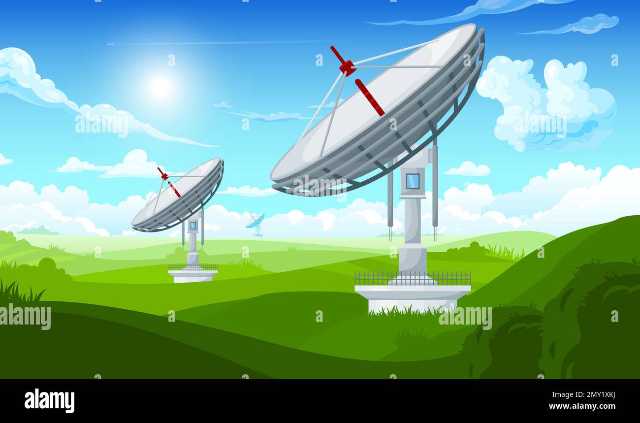 Communication towers composition with outdoor scenery sunny sky and ...