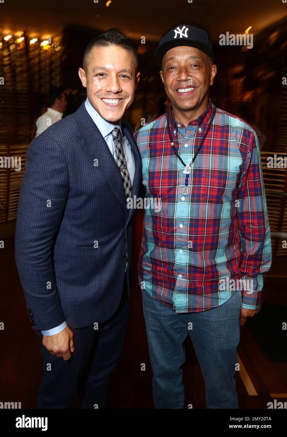 Theo Rossi, left, and Russell Simmons attend the Screen Gems premiere ...