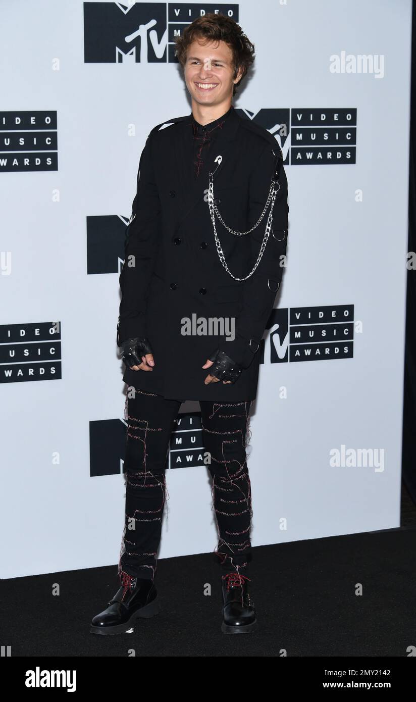 Ansel Elgort poses in the press room at the MTV Video Music Awards at ...