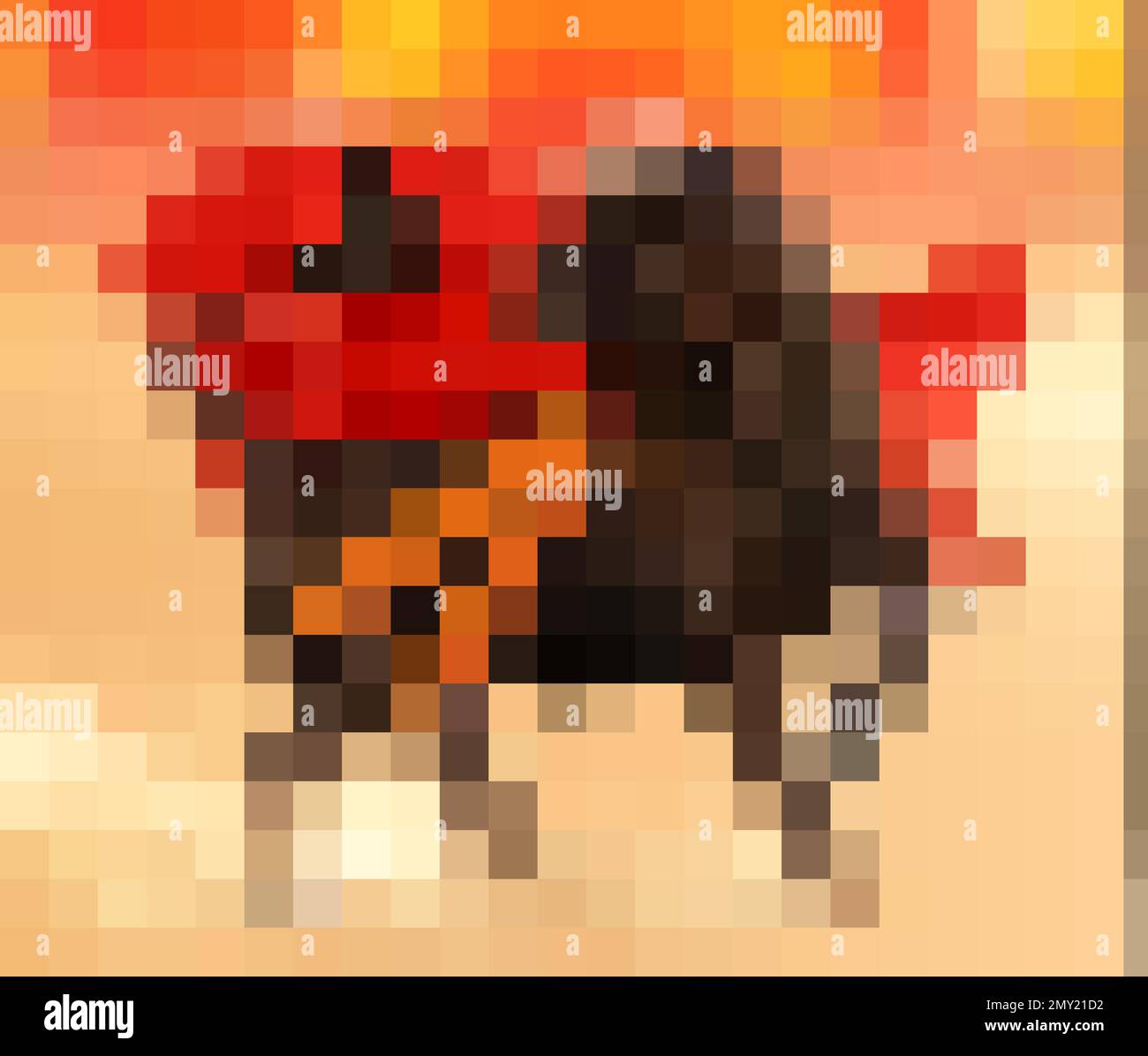 Color bull realistic composition with outdoor scenery and running bull ...