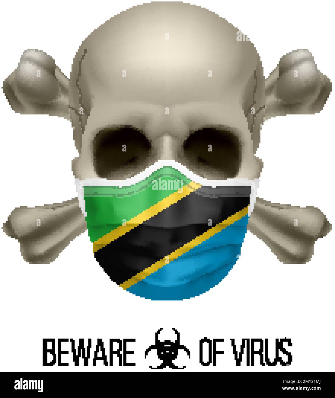 Human Skull with Crossbones and Surgical Mask in the Color of National ...