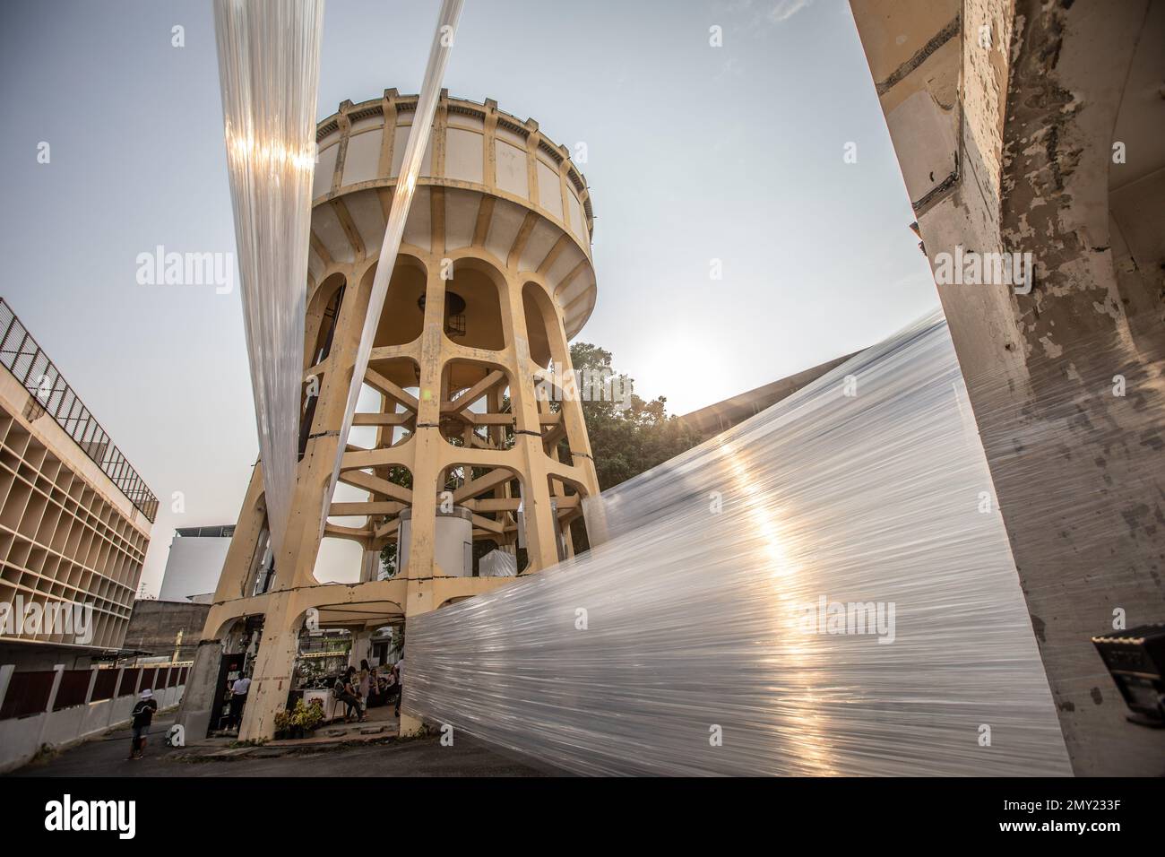 Plastic wrap seen around the Metropolitan Waterworks Authority Maen Si ...