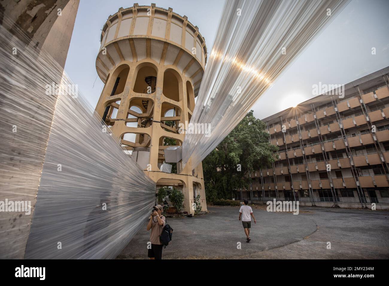 Plastic wrap seen around the Metropolitan Waterworks Authority Maen Si ...