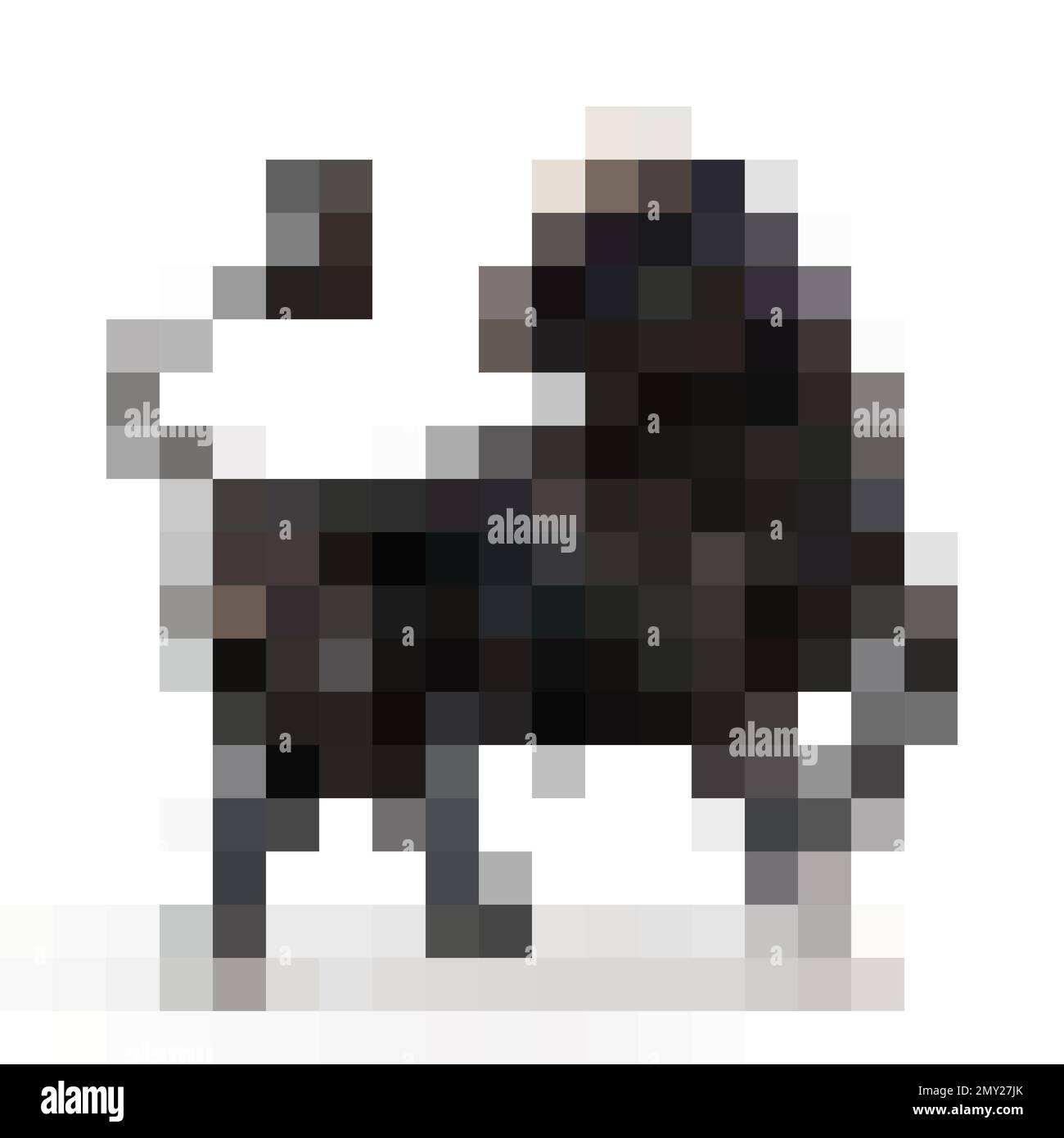 Bull realistic composition with isolated image of horned animal side ...