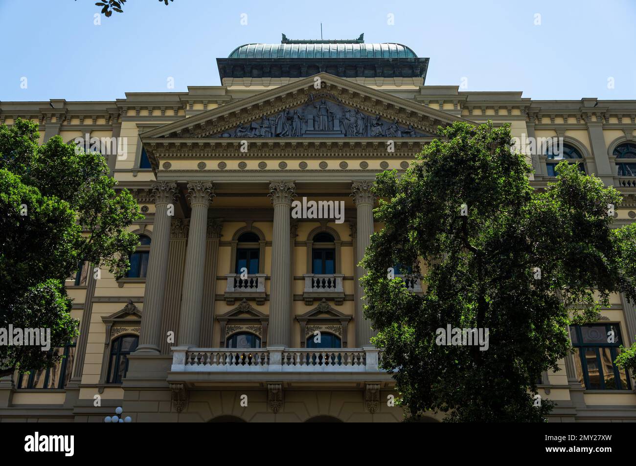 Close facade view of National Library of Brazil, located at Floriano ...