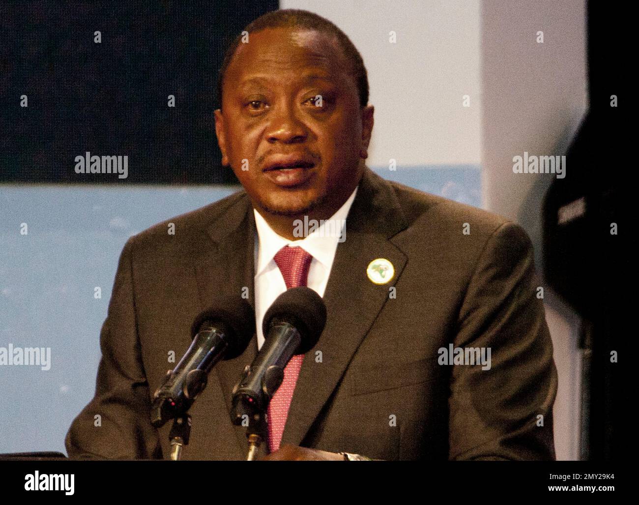 Kenyan President Uhuru Kenyatta speaks during the opening of Tokyo ...