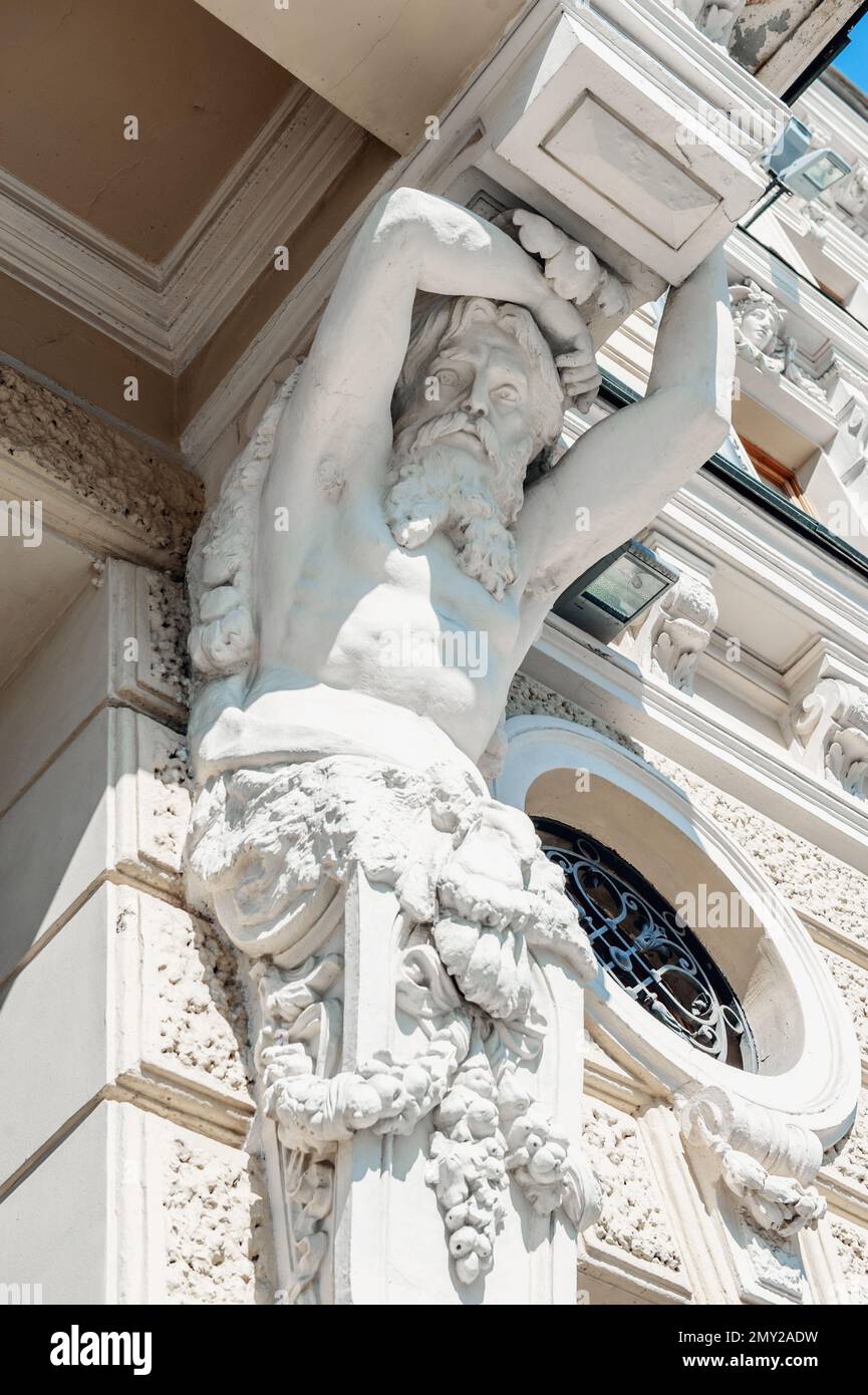 statue of Atlanta, part of the decor of an ancient building in St ...