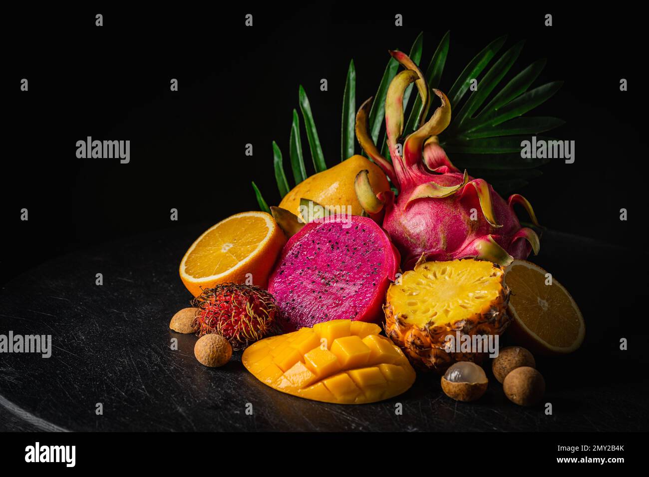 Composition of tropical fruits Stock Photo - Alamy