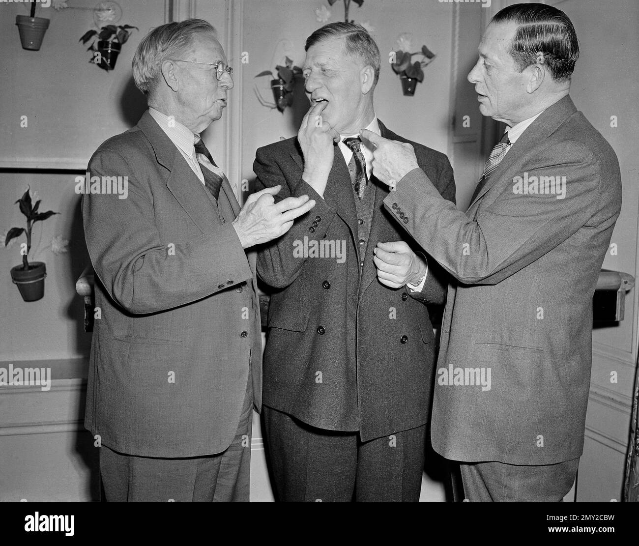 Mordecai "Three Finger" Brown, left, former Chicago Cubs pitcher; Urban ...