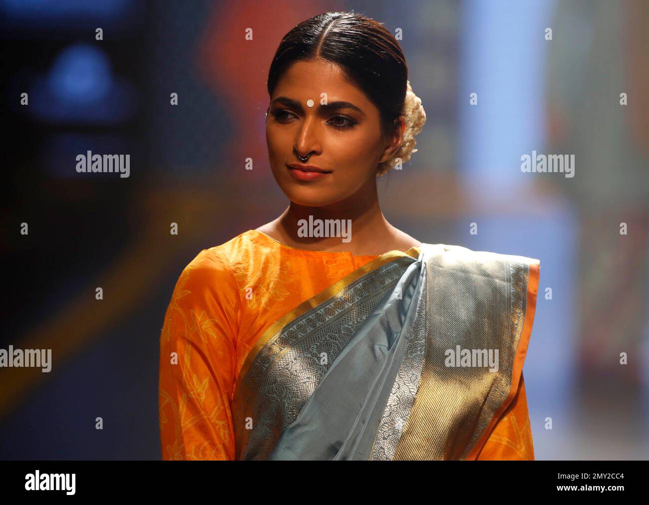 A model displays a creation of Indian designer Gaurang during Lakme ...