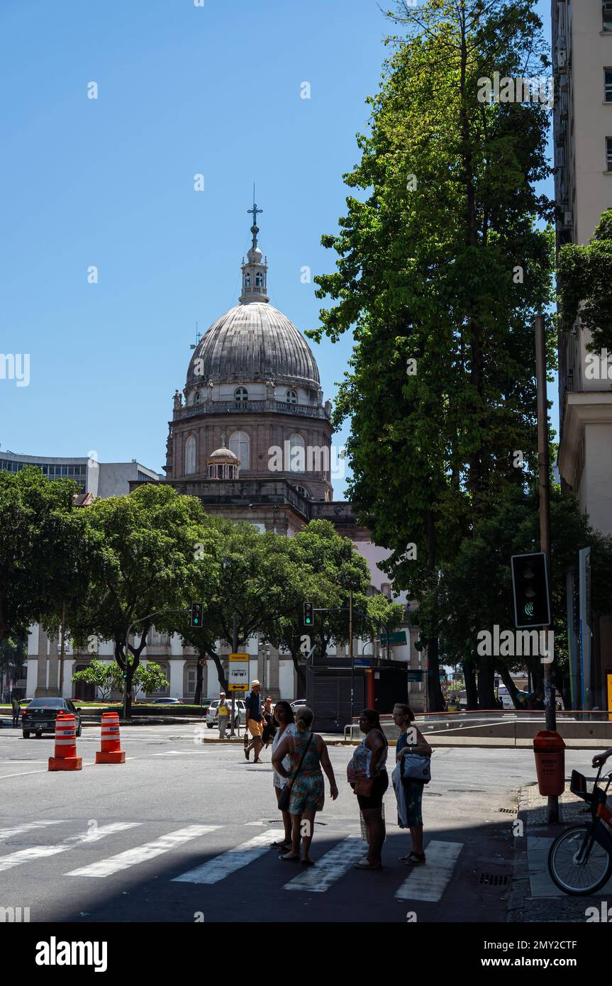 The backside of Candelaria church main dome in Centro district as saw ...