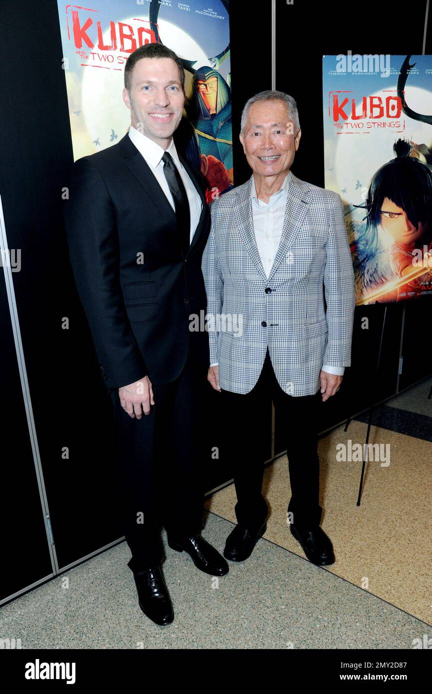 Director/Producer Travis Knight and George Takei seen at "Kubo and the ...